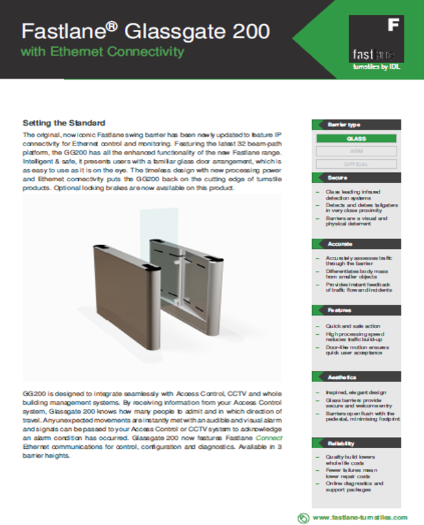 Fastlane Glassgate 200 – Couloirs de contrôle d’accès rapide Speedgates