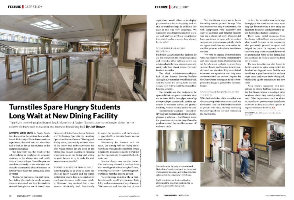 Campus Safety Magazine - Fastlane Turnstiles